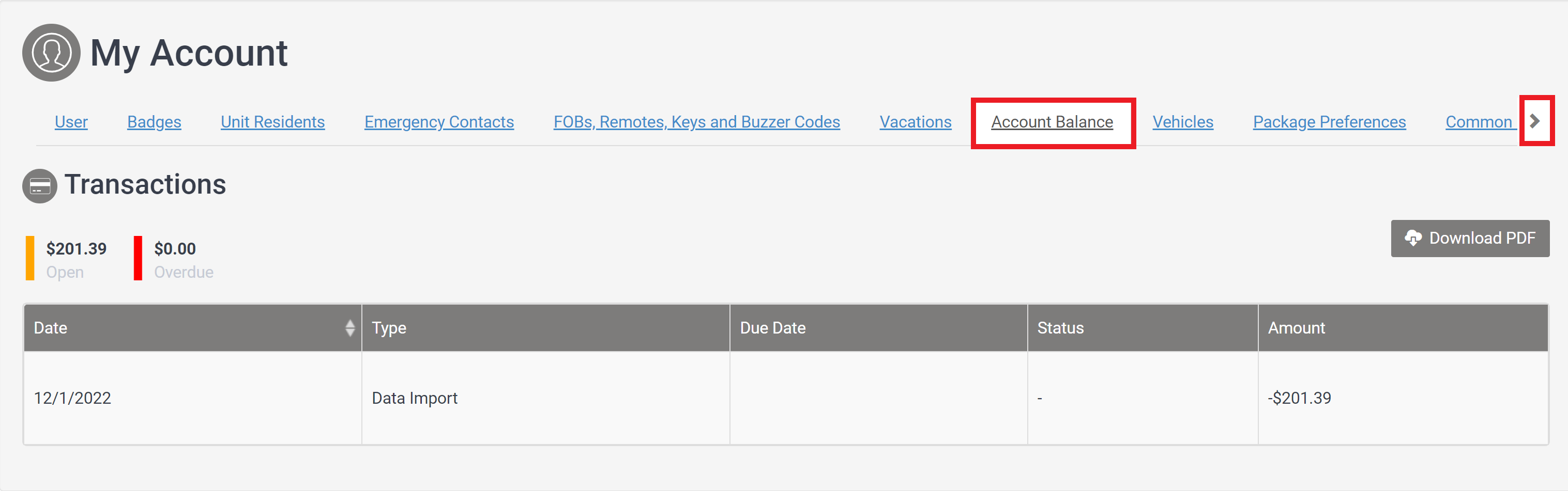 How to see your account balance in Condo Control – Condo Control - English
