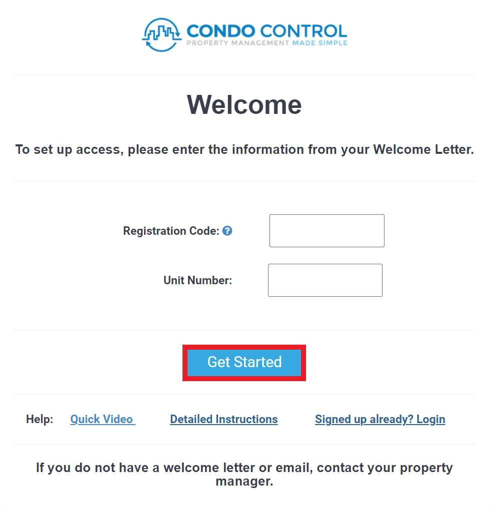 Register Your Account - Browser – Condo Control - English