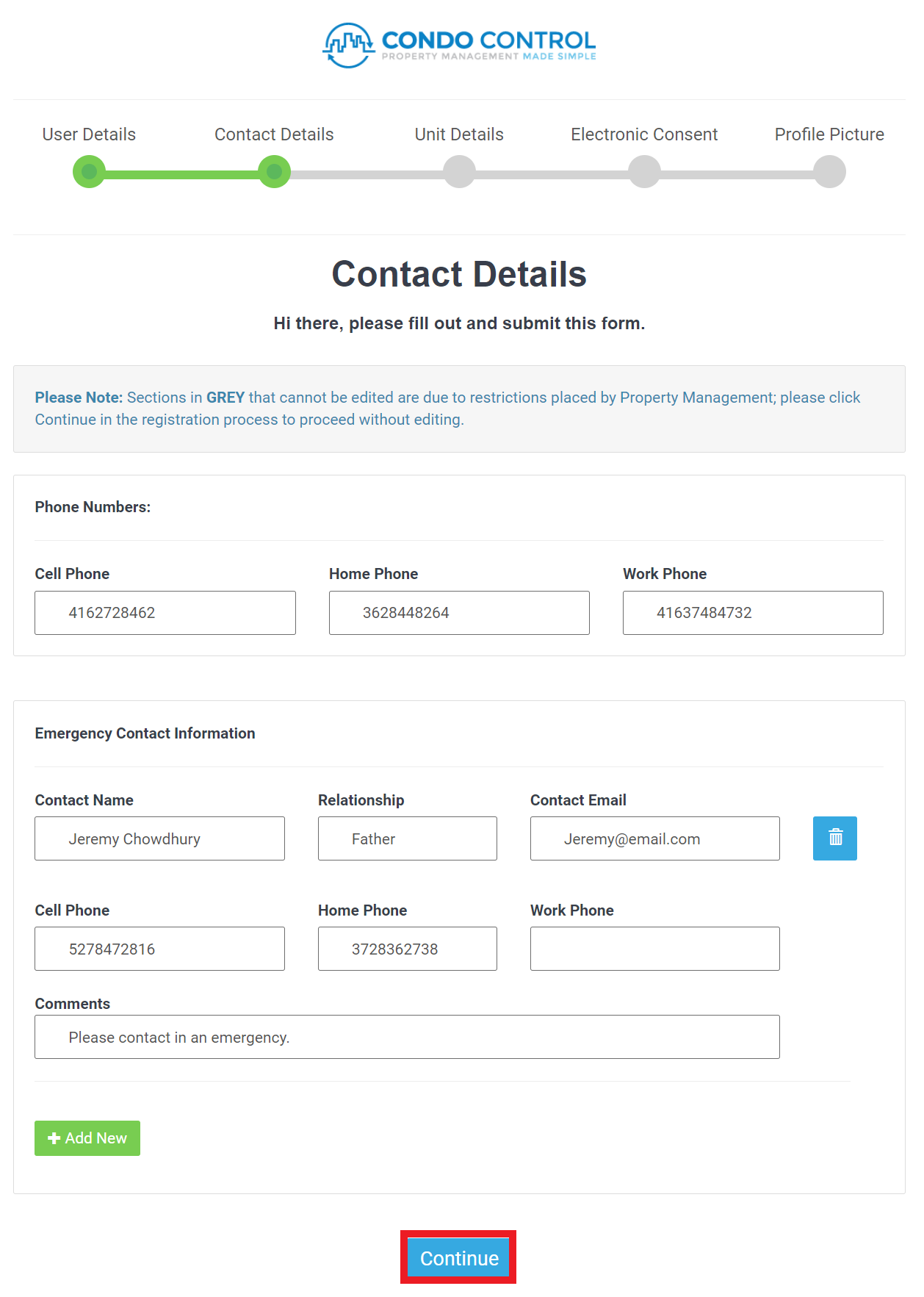 Register Your Account - Browser – Condo Control - English