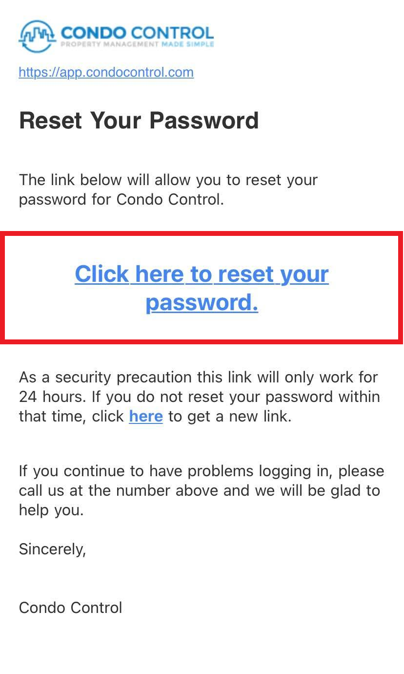 Mobile App - How to Reset Your Password – Condo Control - English