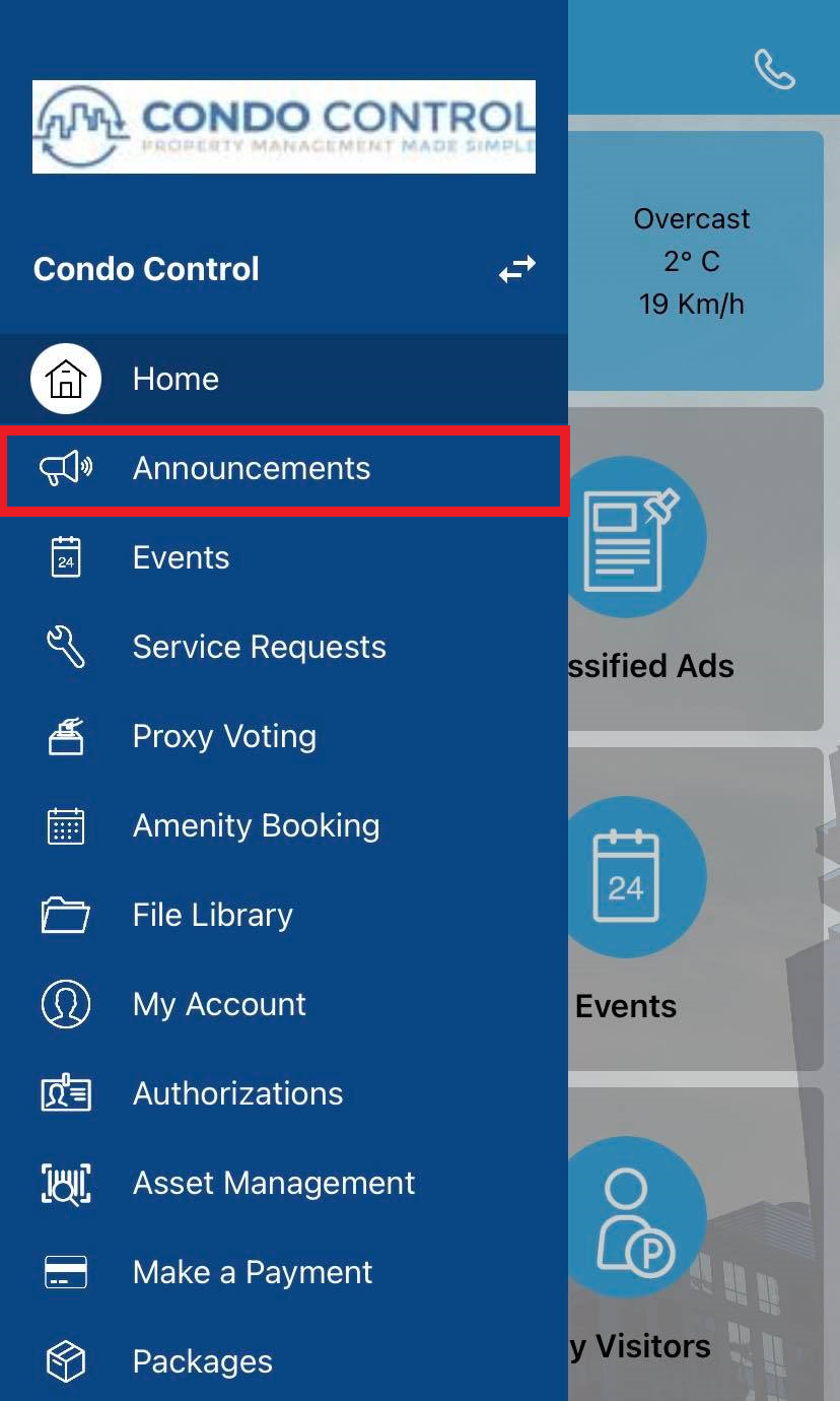 Mobile App: How to View Announcements – Condo Control - English Mobile App: How to View Announcements – Condo Control - English