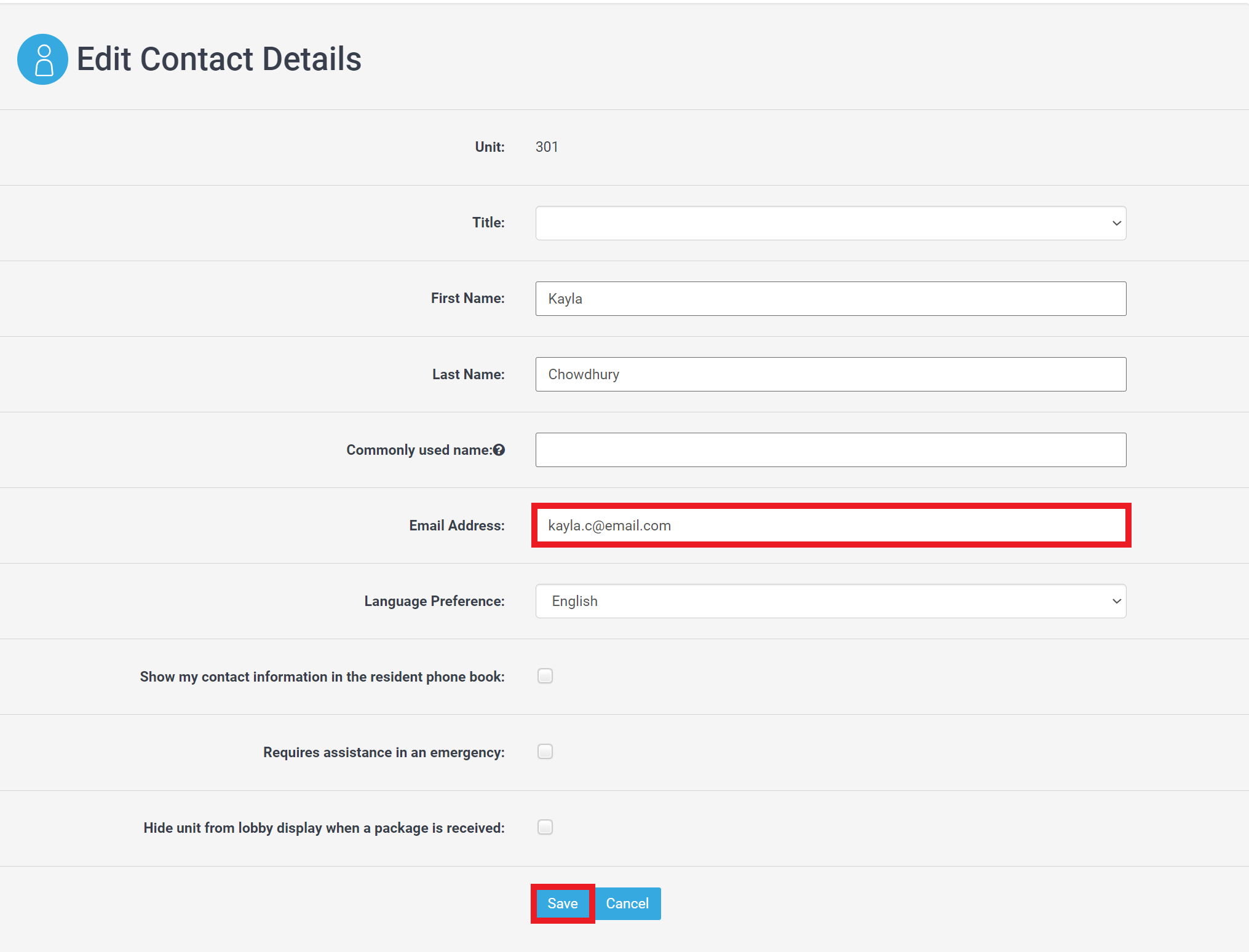 Updating your Email Address – Condo Control - English