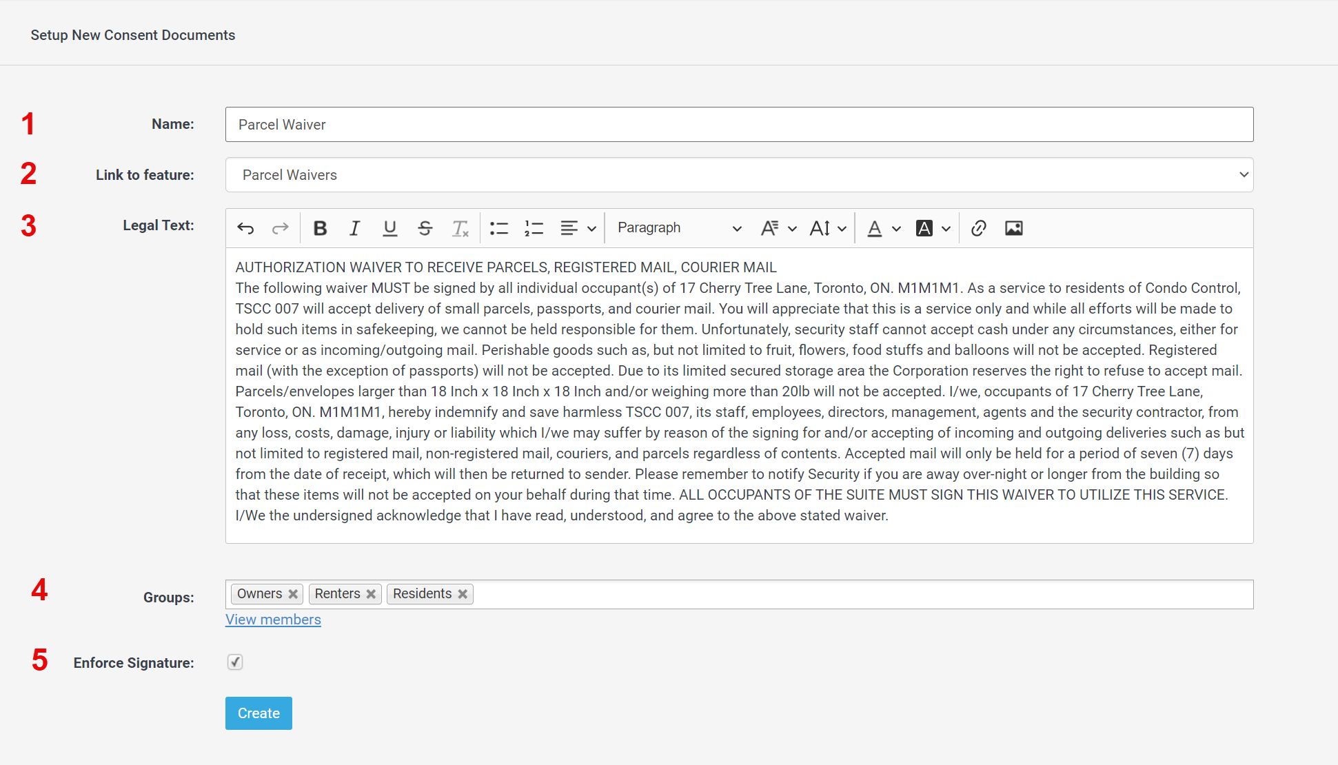 How to Add & Upload Parcel Waiver Forms – Condo Control - English