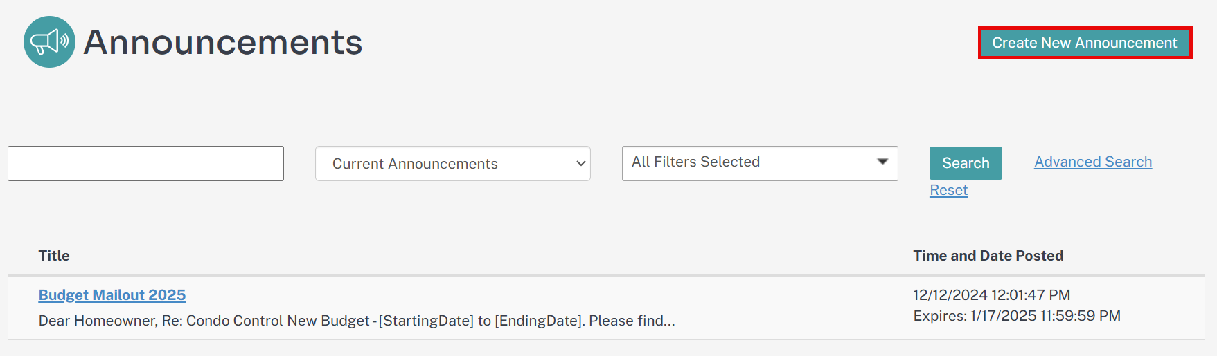 How to Use Announcement Templates – Condo Control - English