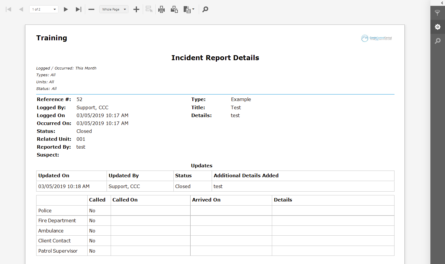 Property Manager User Guide: Reports – Condo Control - English